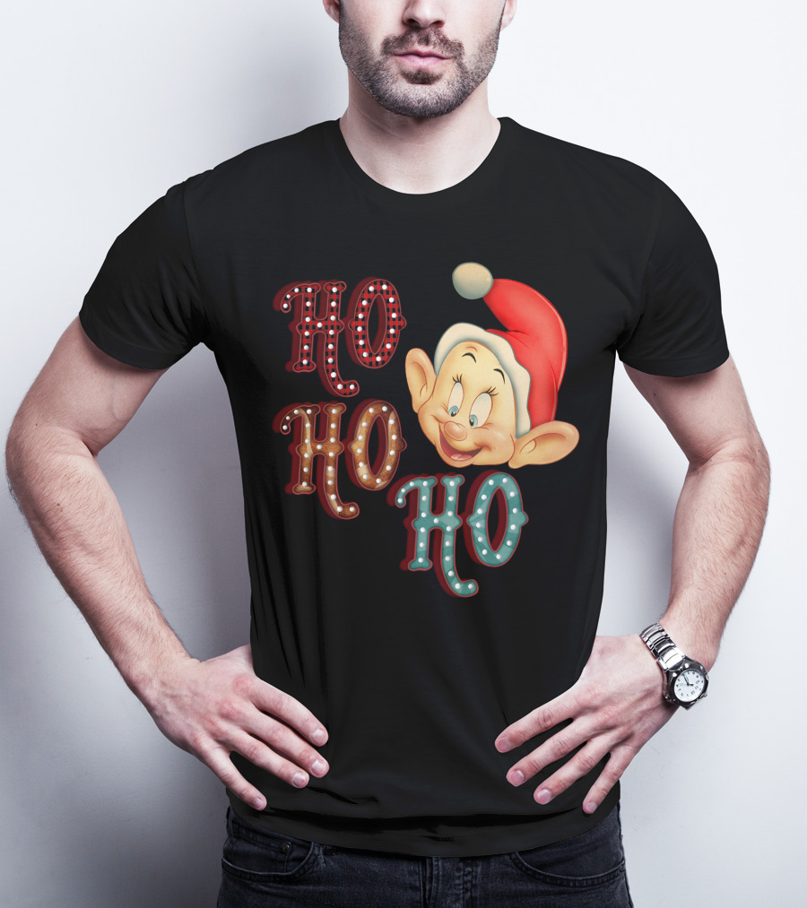 Ho Ho Ho Dopey Santa Hat Christmas Theme T-Shirt
