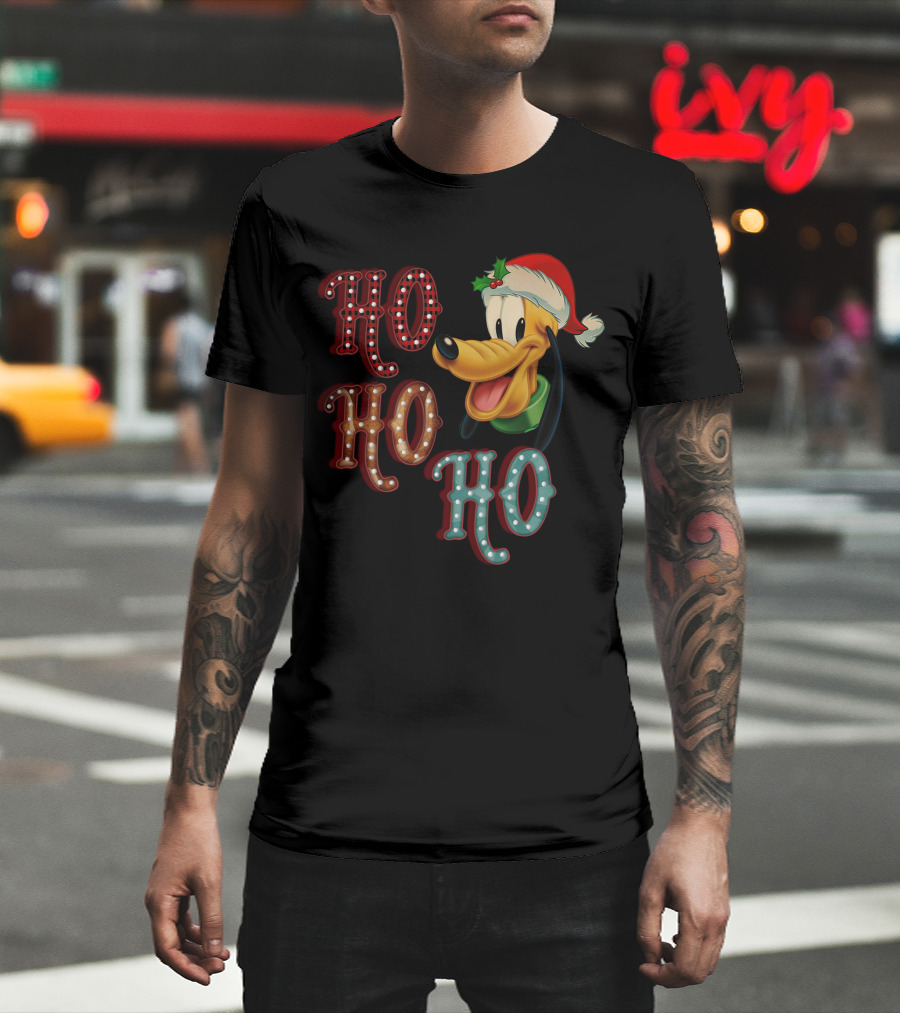 Ho Ho Ho Pluto Christmas Santa Hat T-Shirt