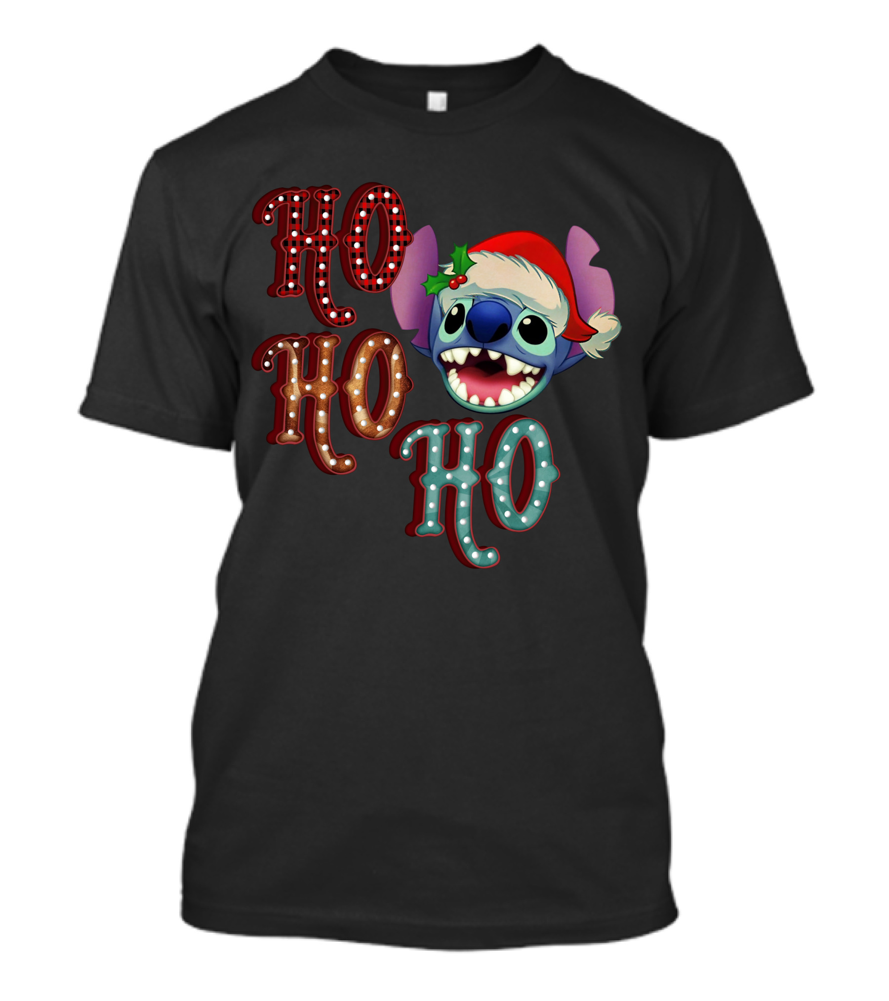 Stitch Ho Ho Ho Christmas Santa Hat T-Shirt