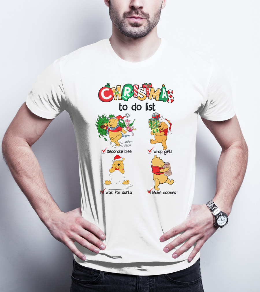 Christmas To Do List Decorate Tree Wrap Gifts Wait For Santa Make Cookies T-Shirt