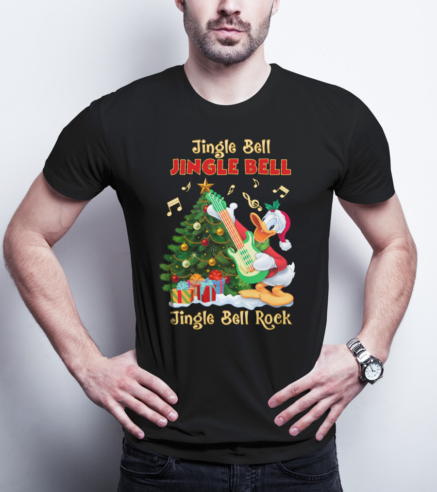 Jingle Bell Jingle Bell Jingle Bell Rock Donald Christmas Tree Guitar T-Shirt