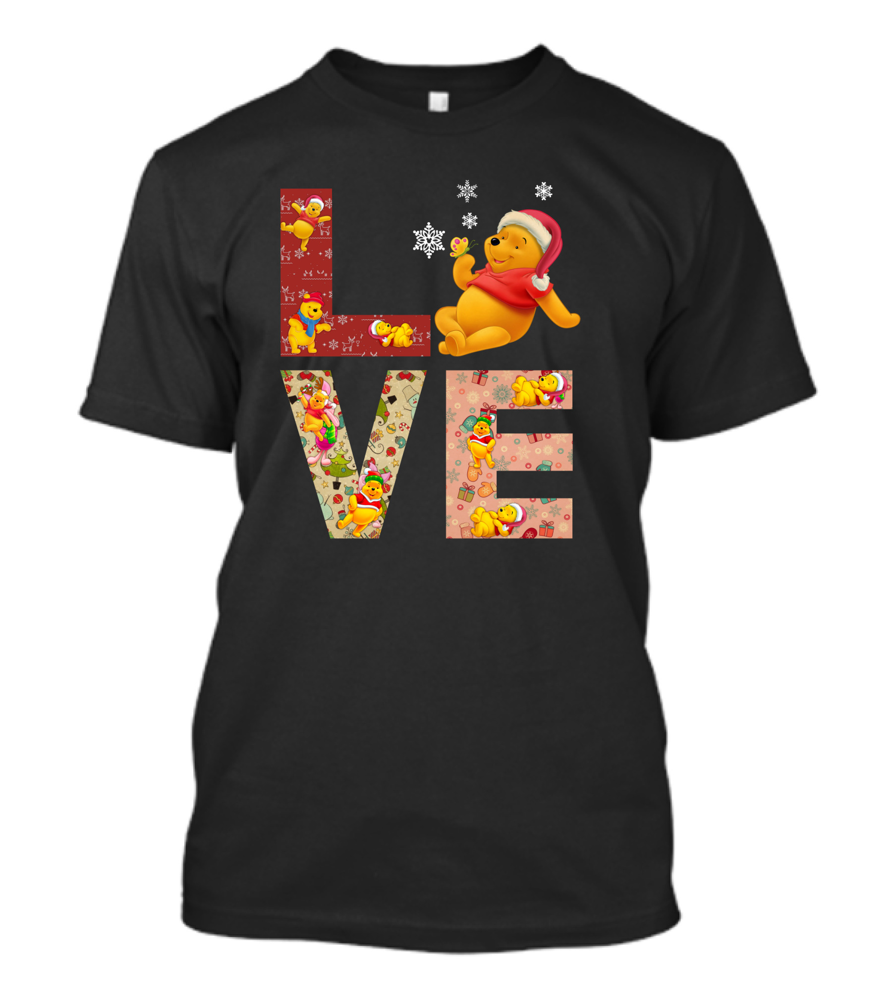 Love Winnie The Pooh Christmas Holiday Snowflakes T-Shirt