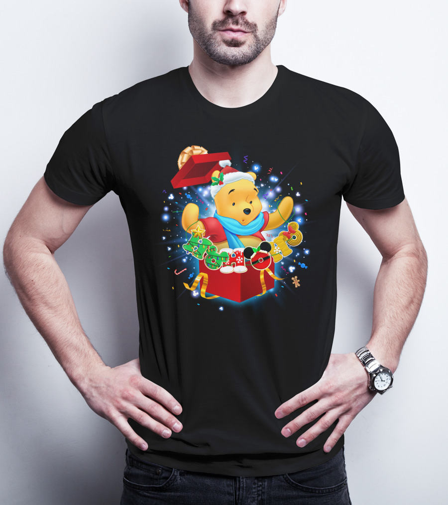 Winnie The Pooh Christmas Gift Box Holiday Cheer T-Shirt