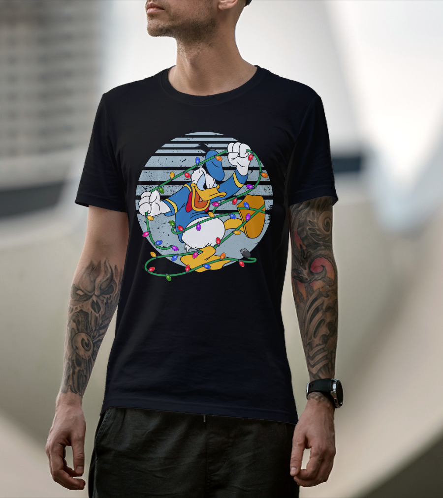 Donald Duck Wrapped In Christmas Lights T-Shirt