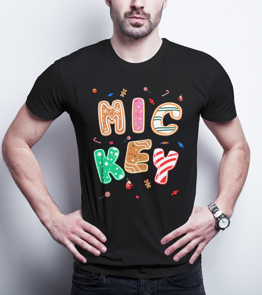 Mickey Gingerbread Candy Cane Christmas Cookie Theme T-Shirt