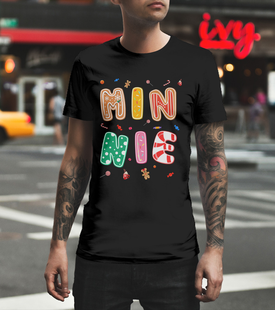 Minnie Christmas Candy And Gingerbread Theme T-Shirt
