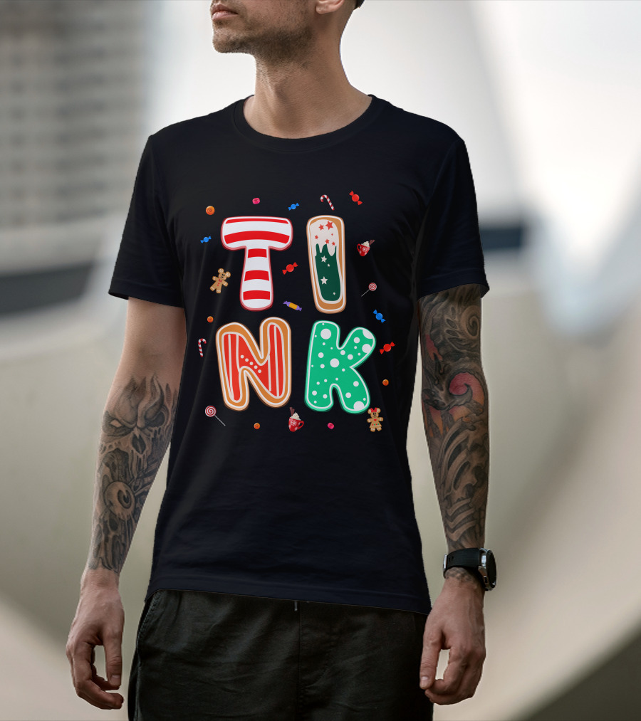 Tink Christmas Candy Gingerbread Holiday Letters T-Shirt