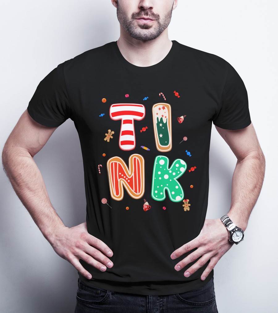 Tink Christmas Candy Gingerbread Holiday Letters T-Shirt