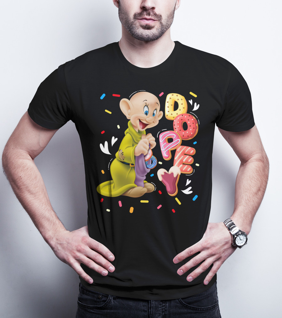 Dopey Disney Character With Colorful Donut Sprinkle Letters T-Shirt