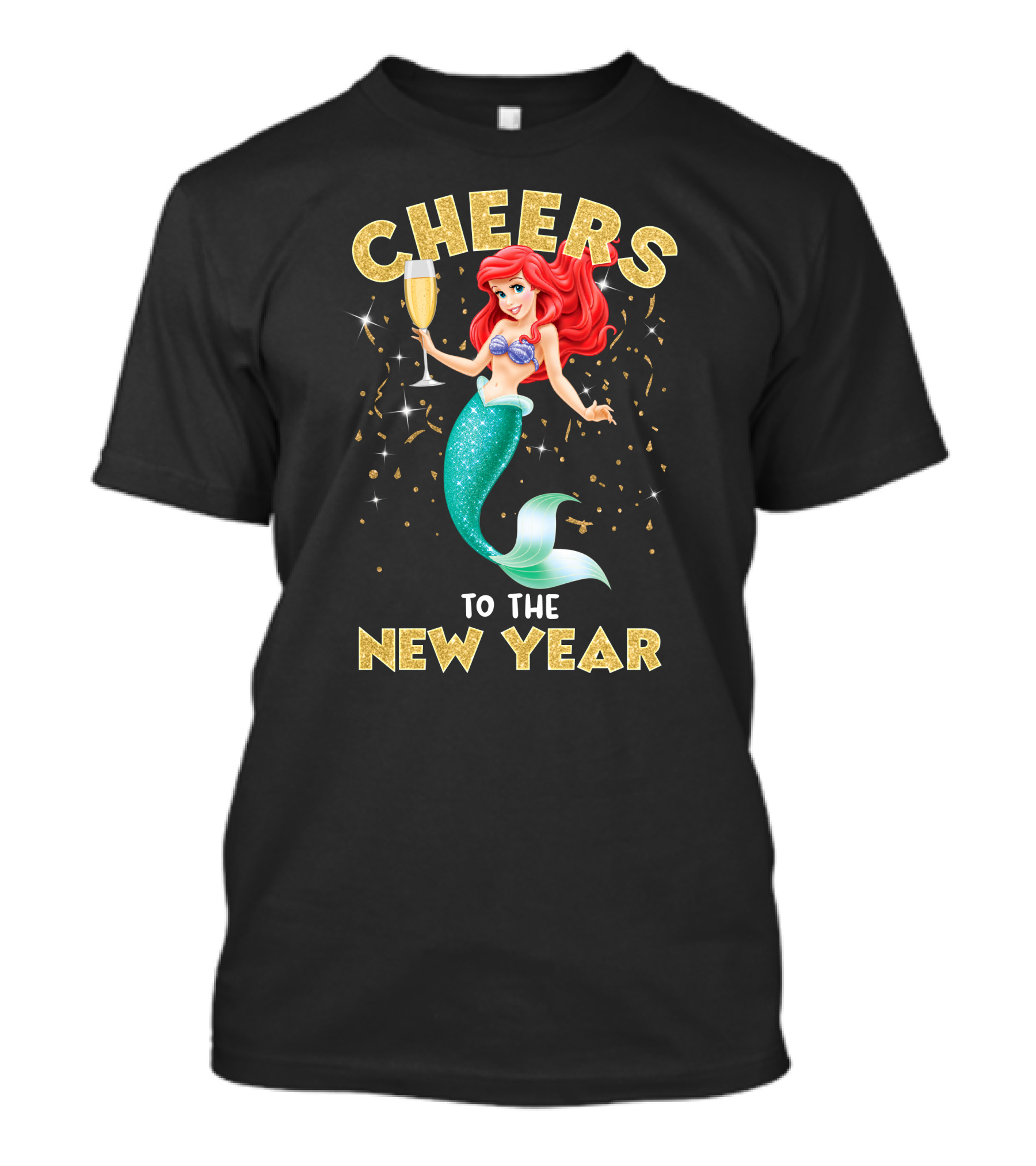 Cheers To The New Year Champagne Mermaid Celebration T-Shirt