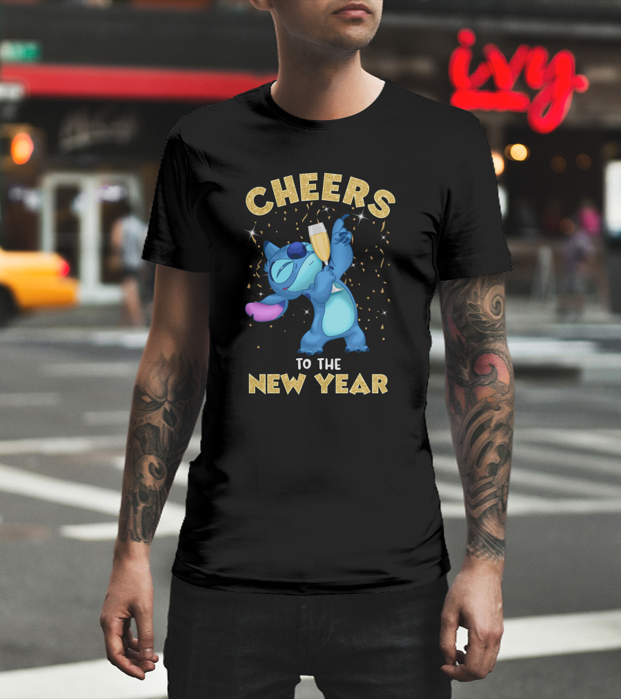 Cheers To The New Year Stitch Champagne Celebration T-Shirt
