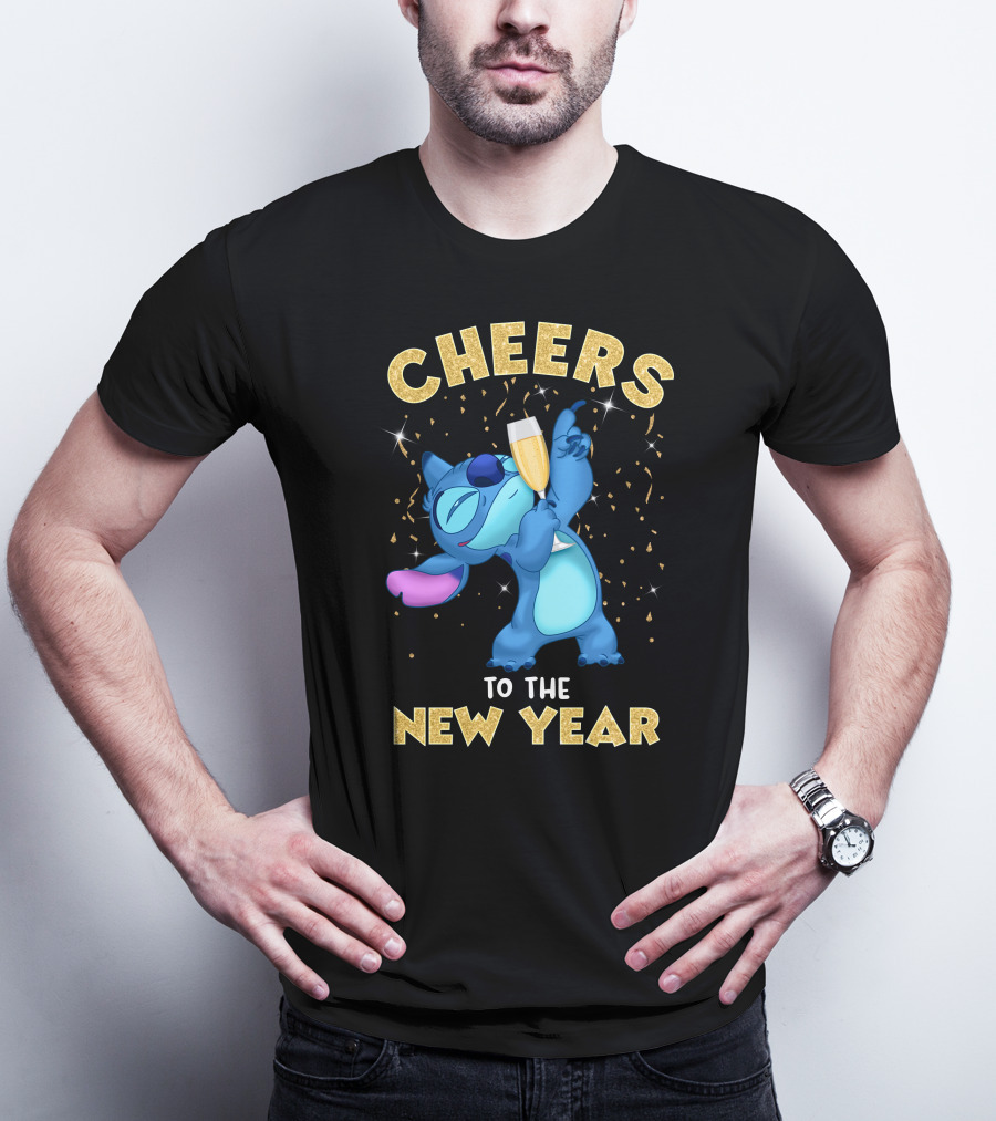 Cheers To The New Year Stitch Champagne Celebration T-Shirt