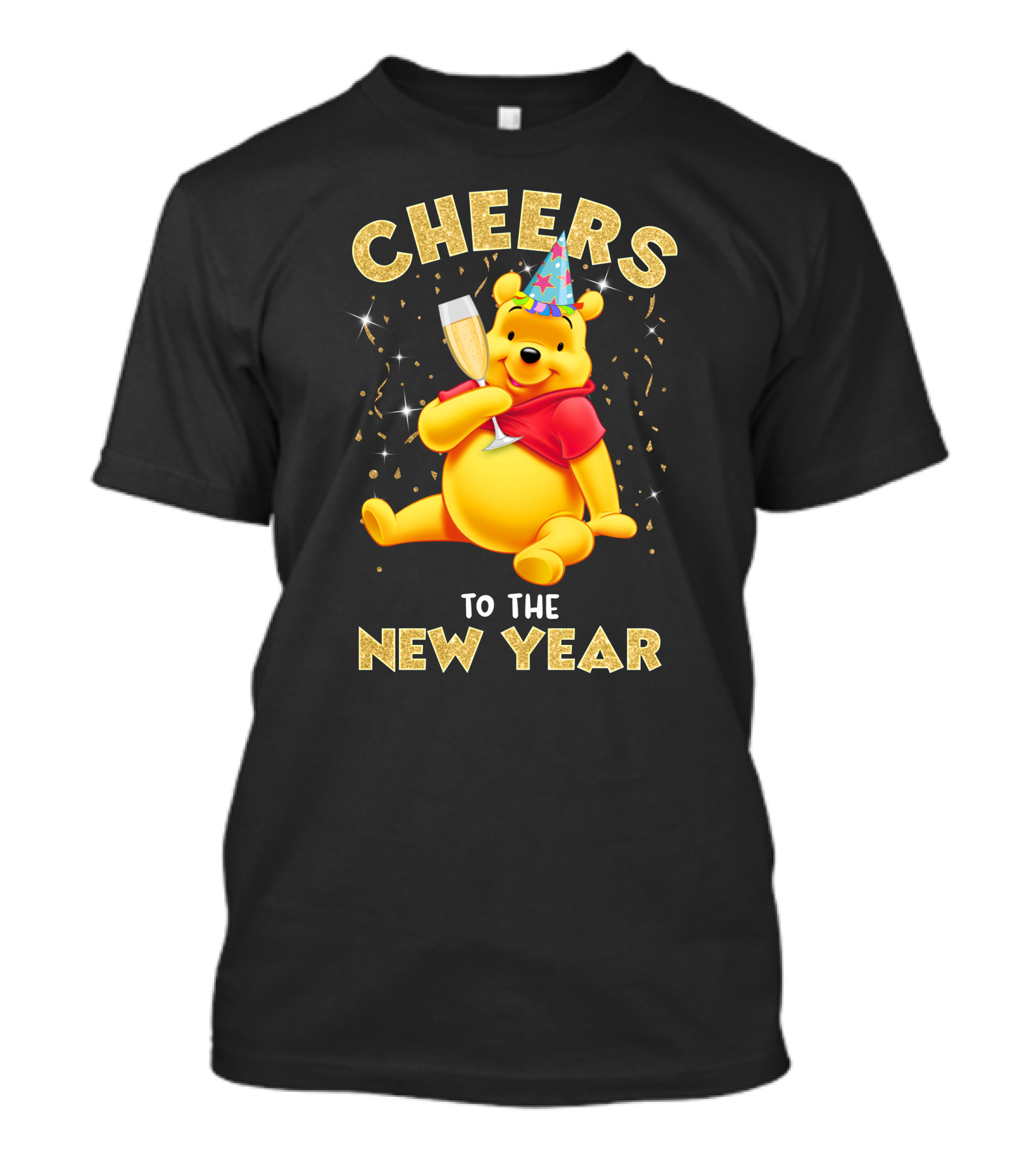 Cheers To The New Year Pooh Party Hat Champagne Celebration T-Shirt