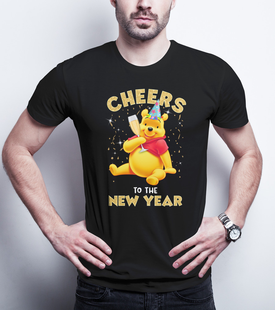 Cheers To The New Year Pooh Party Hat Champagne Celebration T-Shirt