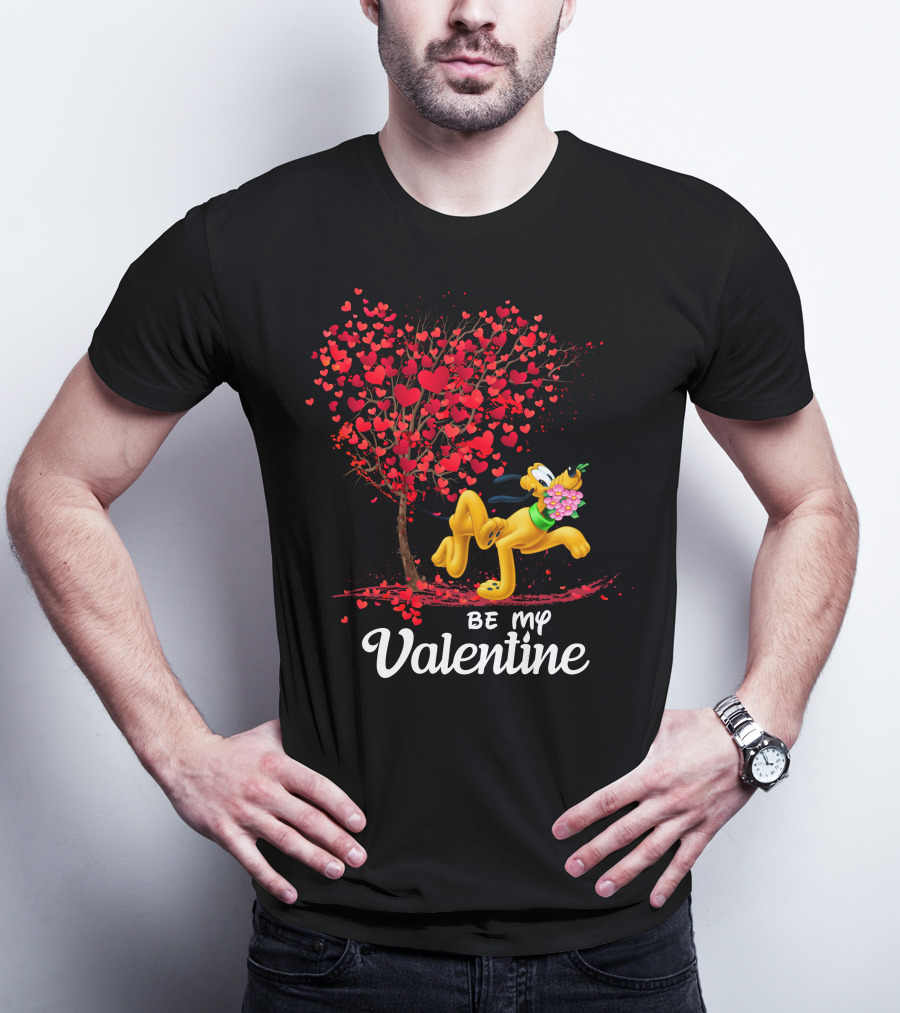 Pluto Be My Valentine Heart Tree Flowers T-Shirt
