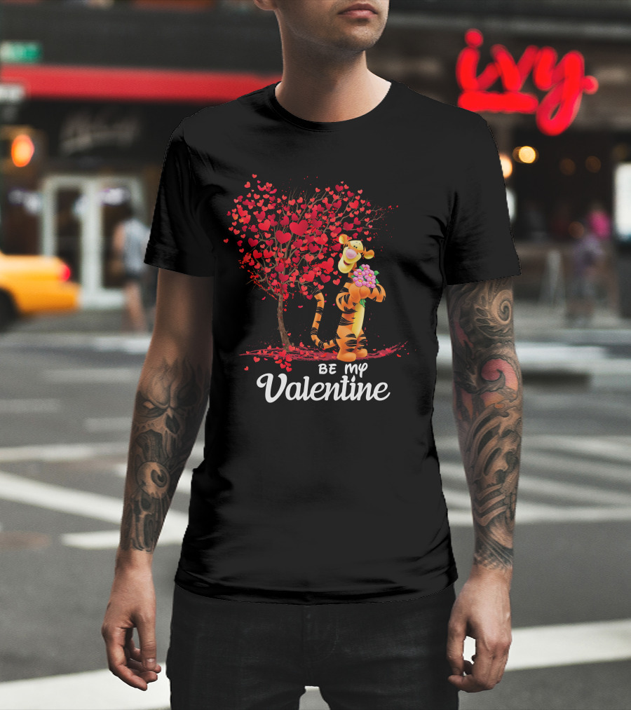 Be My Valentine Tigger Heart Tree T-Shirt