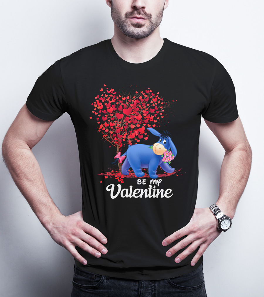 Be My Valentine Eeyore Heart Tree Flowers T-Shirt