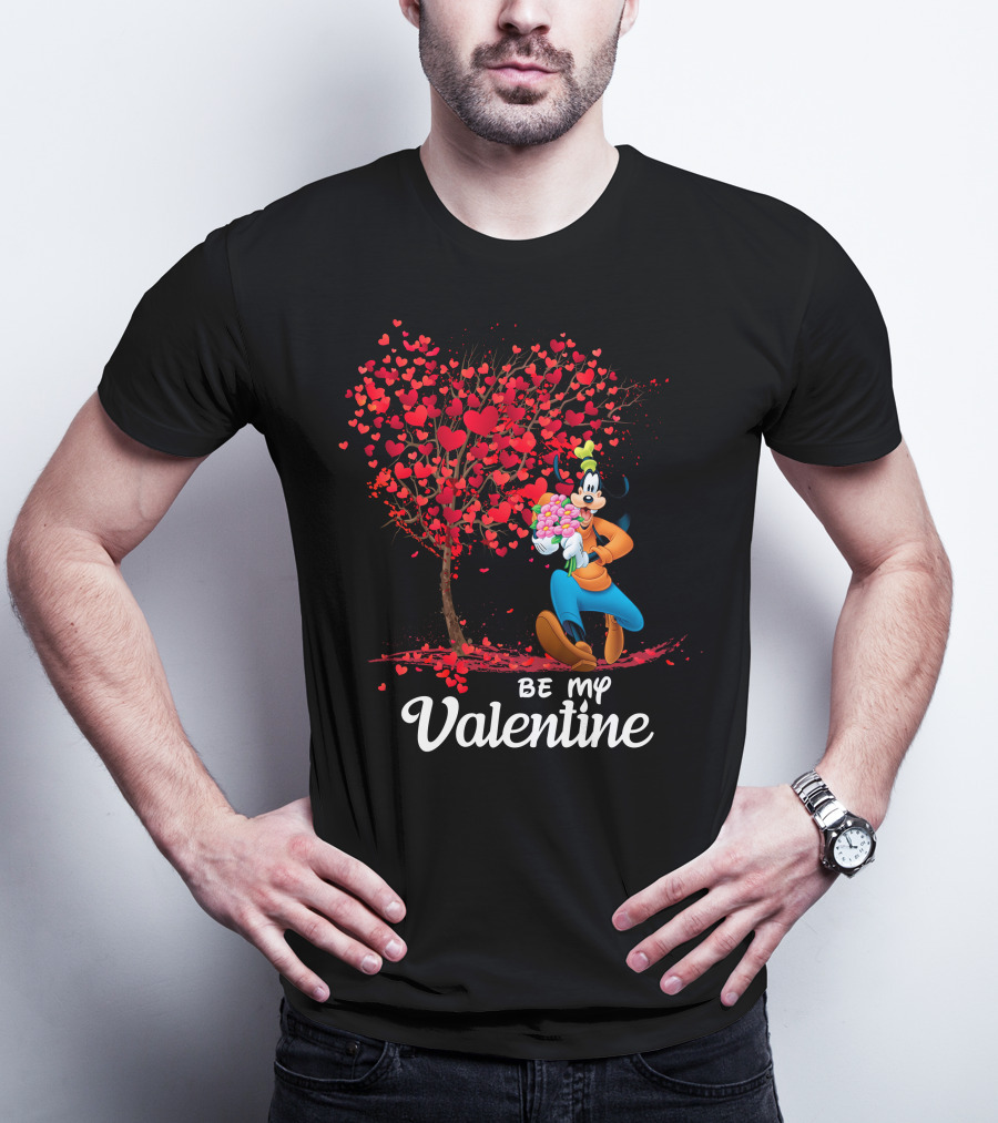 Goofy Be My Valentine With Heart And Tree T-Shirt
