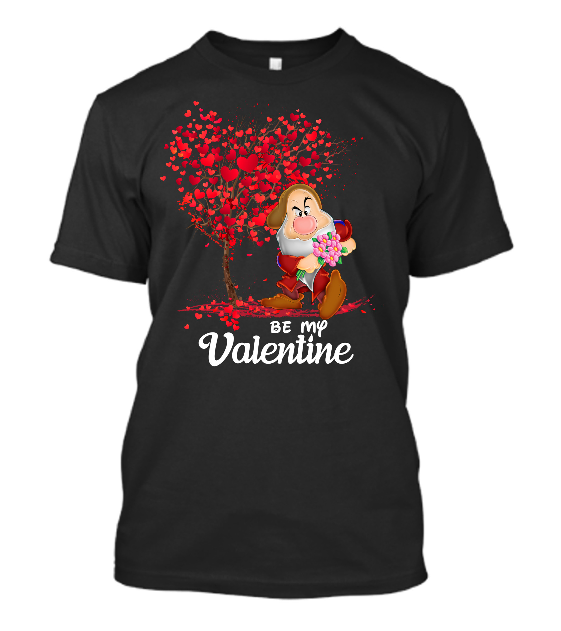 Grumpy Holding Flowers Be My Valentine With Heart Tree T-Shirt