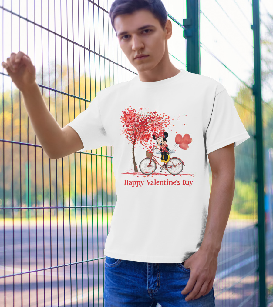 Happy Valentine's Day MN Valentine Bicycle Balloons Hearts Tree T-Shirt