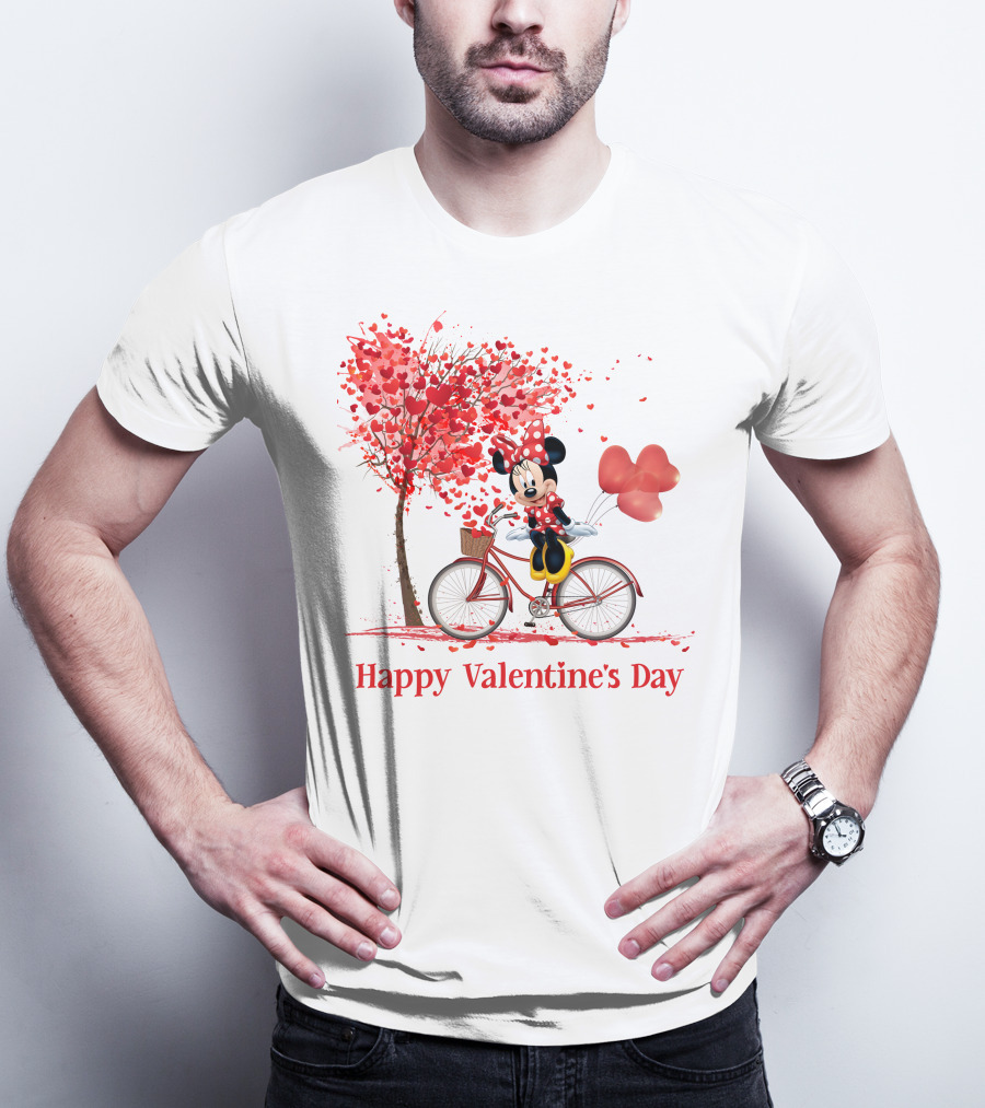 Happy Valentine's Day MN Valentine Bicycle Balloons Hearts Tree T-Shirt
