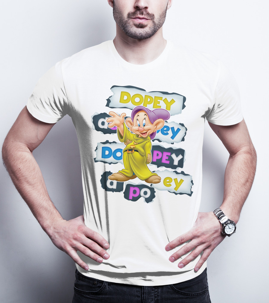 Dopey Iconic Character Playful Design With Text Variations And Classic Outfit T-Shirt