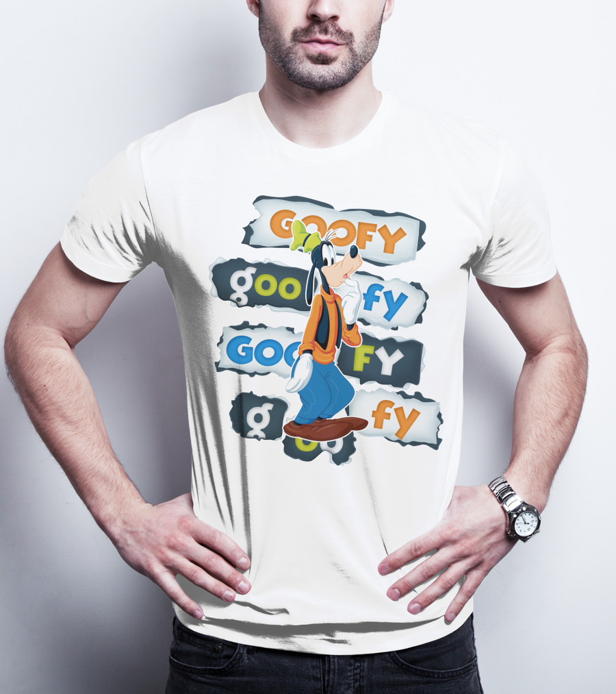 Goofy Disney Character With Multiple Text Styles T-Shirt
