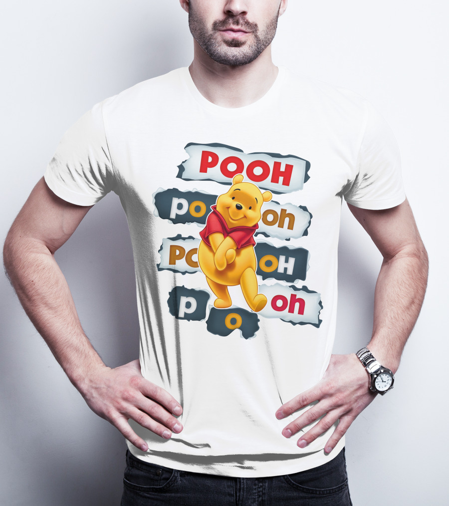Pooh Winnie The Pooh Sticker Style Jumbo Print T-Shirt