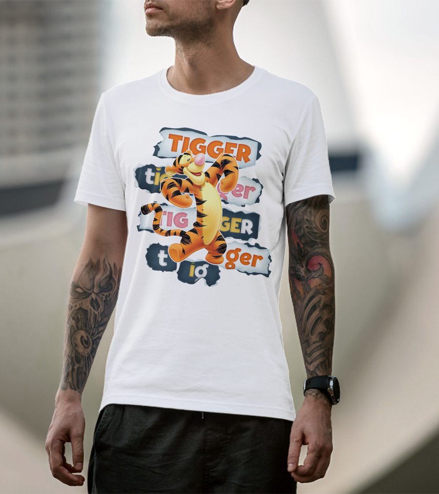 Tigger Colorful Energetic Poses And Text Styles T-Shirt