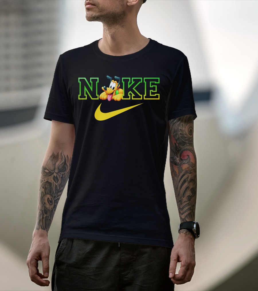 Pluto Nike Parody Logo With Disney Character And Swoosh T-Shirt