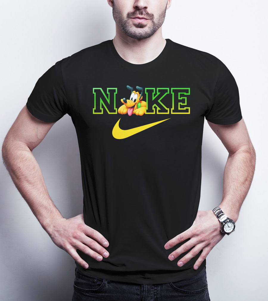 Pluto Nike Parody Logo With Disney Character And Swoosh T-Shirt