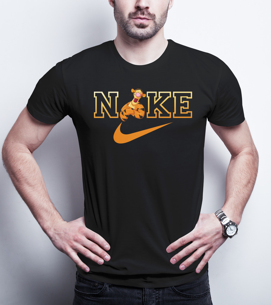 Tigger Jumping Through Nike Logo With Swoosh T-Shirt