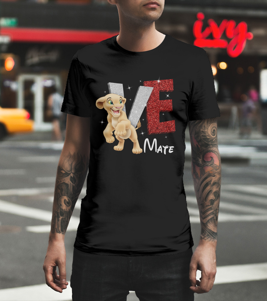 Love Mate Nala Sparkling Red And Silver Letters T-Shirt
