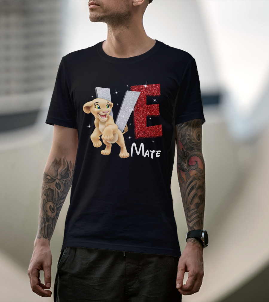 Love Mate Nala Sparkling Red And Silver Letters T-Shirt