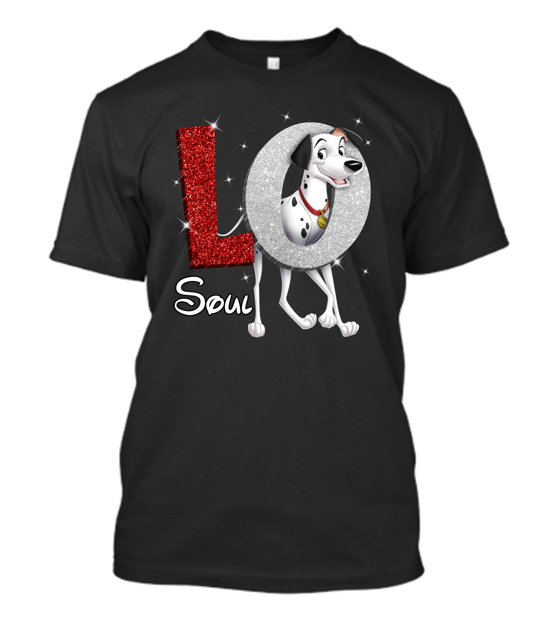 Pongo Soul Love With Glittery Red And Silver Letters T-Shirt