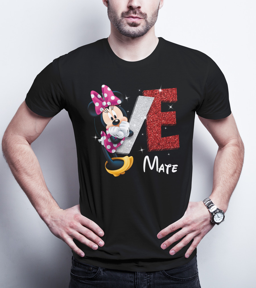 Minnie Mate Love Sparkle Bow And E Glitter T-Shirt