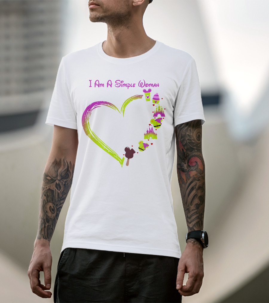I Am A Simple Woman Castle Coffee Dopey Ice Cream Hearts T-Shirt