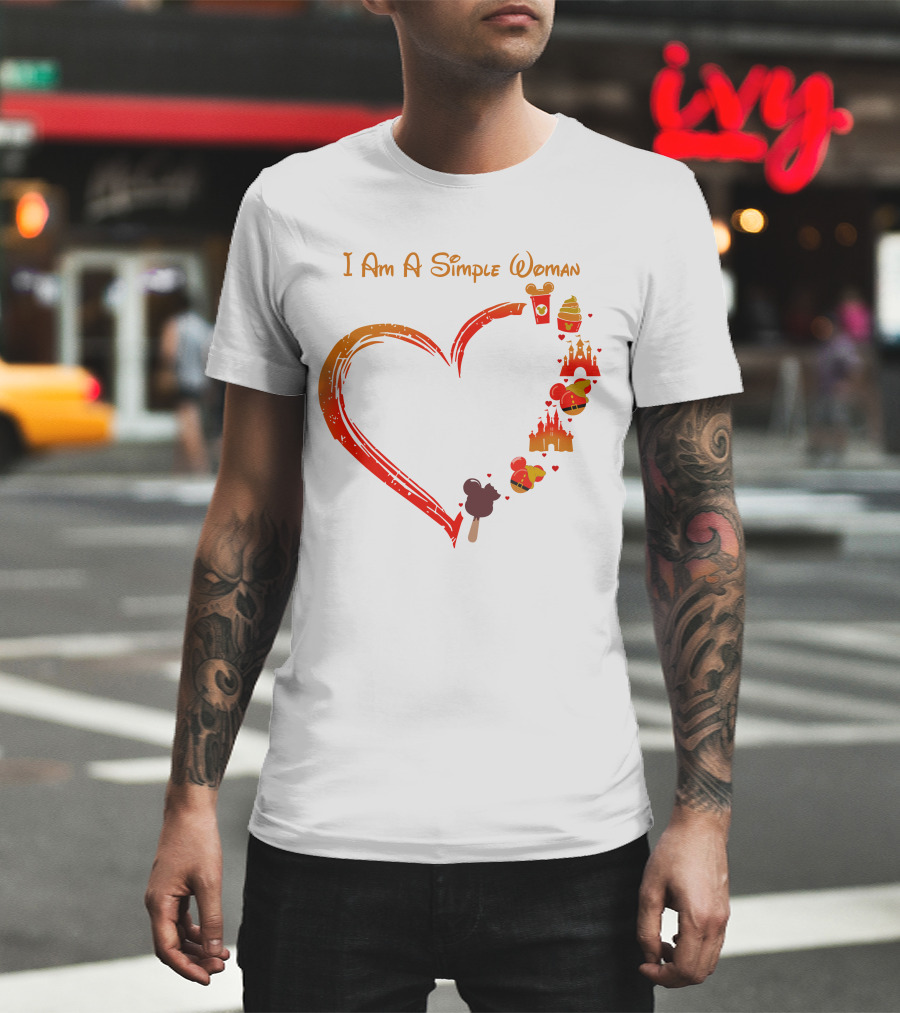 I Am A Simple Woman Heart Castle Ice Cream Disney Icons T-Shirt