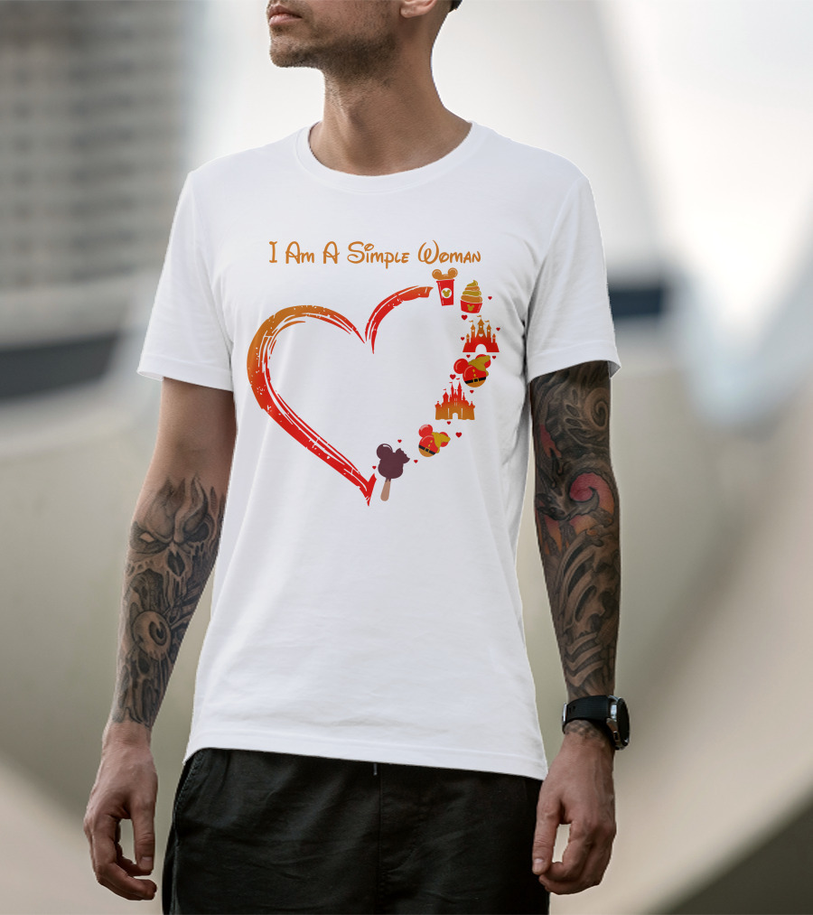 I Am A Simple Woman Heart Castle Ice Cream Disney Icons T-Shirt
