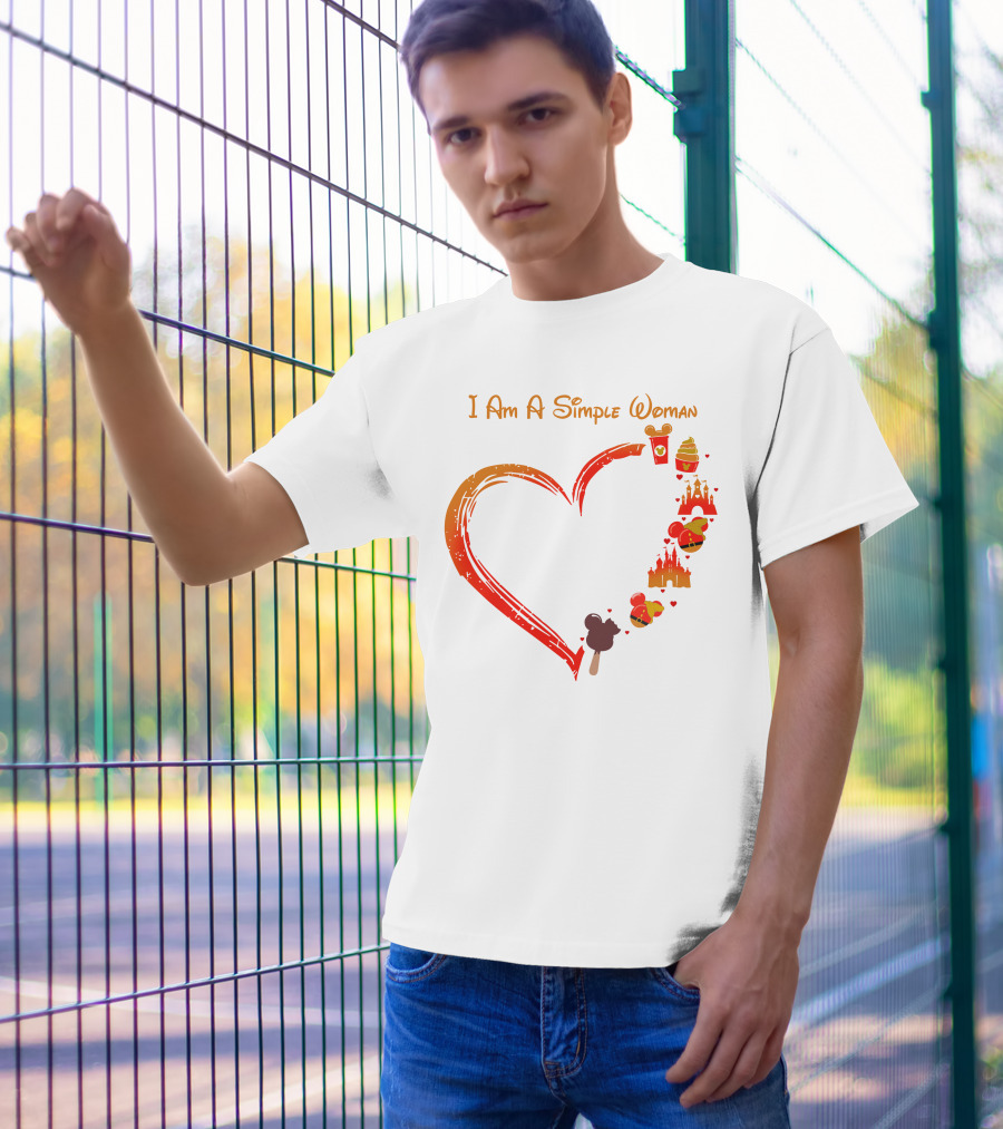 I Am A Simple Woman Heart Castle Ice Cream Disney Icons T-Shirt