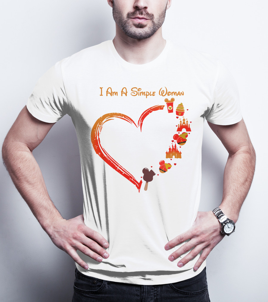 I Am A Simple Woman Heart Castle Ice Cream Disney Icons T-Shirt