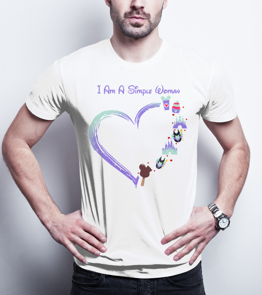 I Am A Simple Woman Heart With Maleficent Castle Ice Cream Cupcake Coffee T-Shirt