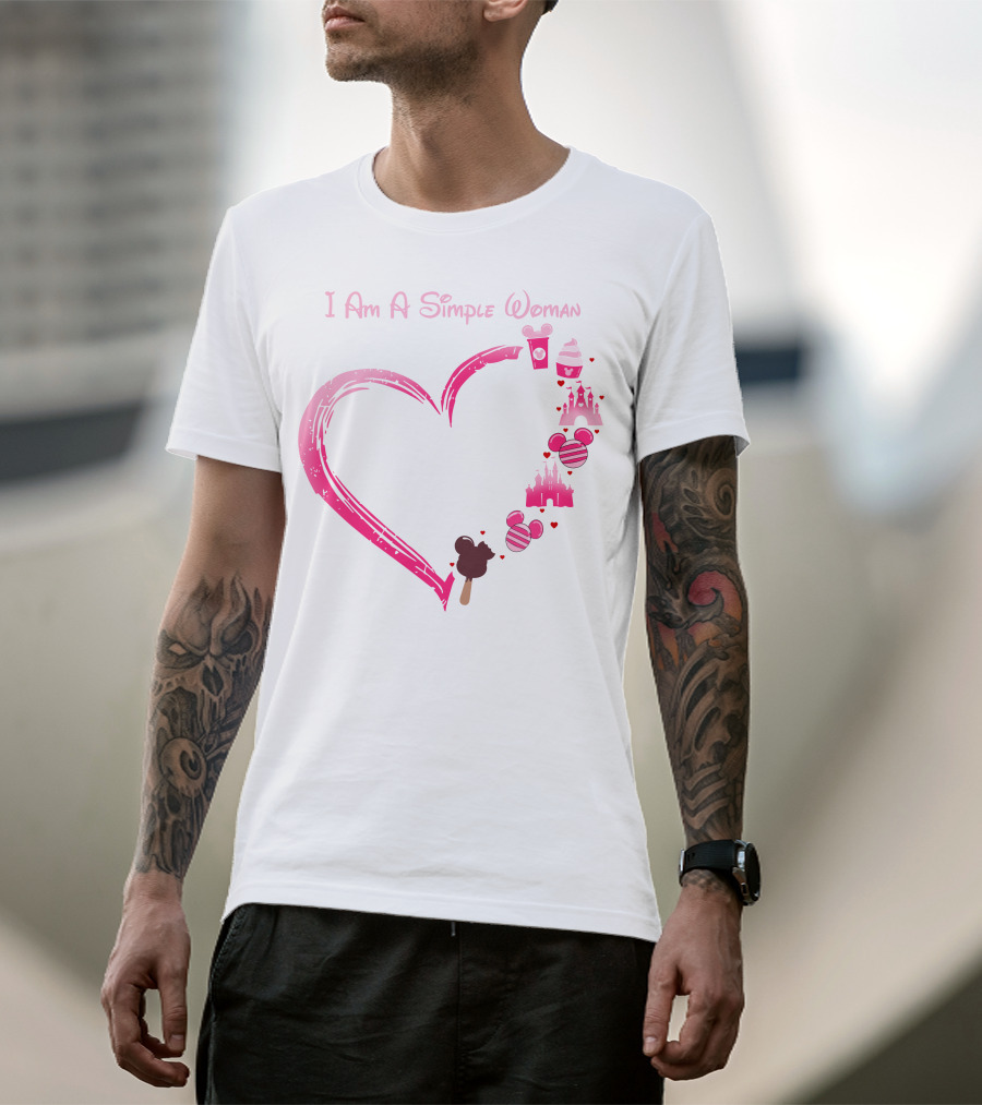 I Am A Simple Woman Heart With Ice Cream And Castle T-Shirt