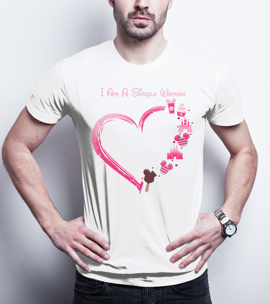 I Am A Simple Woman Heart With Ice Cream And Castle T-Shirt