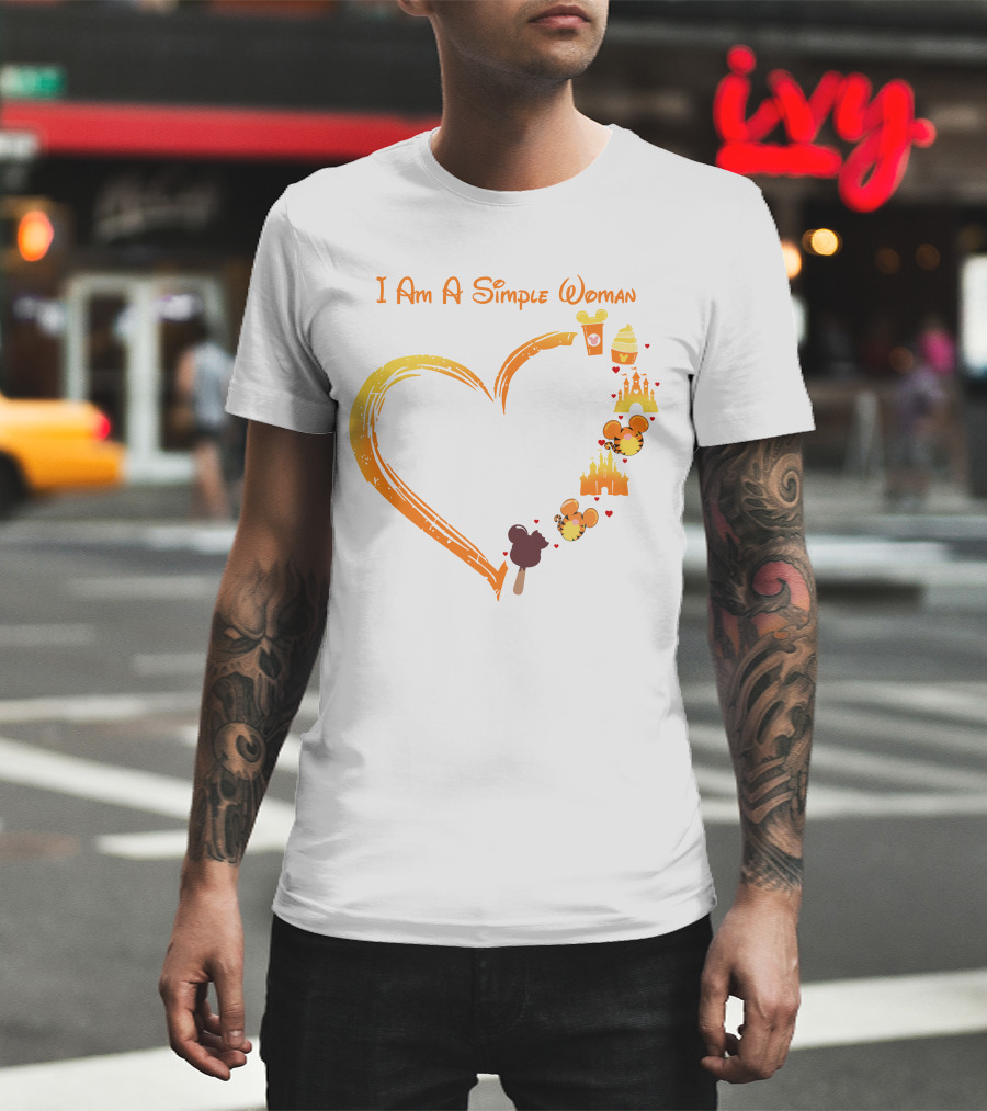I Am A Simple Woman Mickey Treats Castle Heart T-Shirt