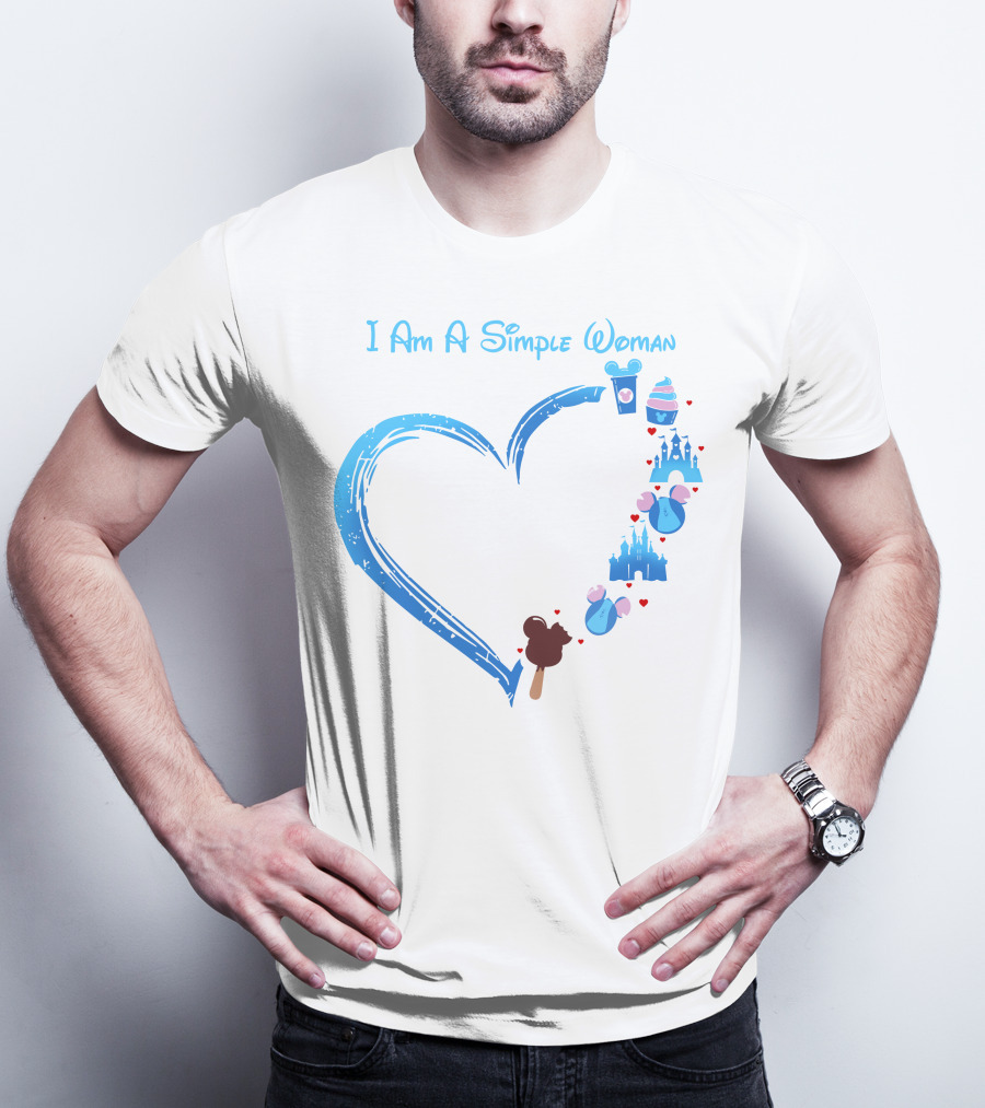 I Am A Simple Woman Heartbeat Mickey Ice Cream Castle Ears T-Shirt