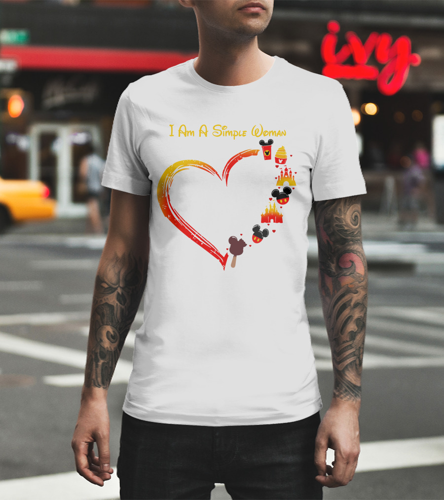 I Am A Simple Woman Heart Mickey Mouse Ice Cream Castle Icons T-Shirt