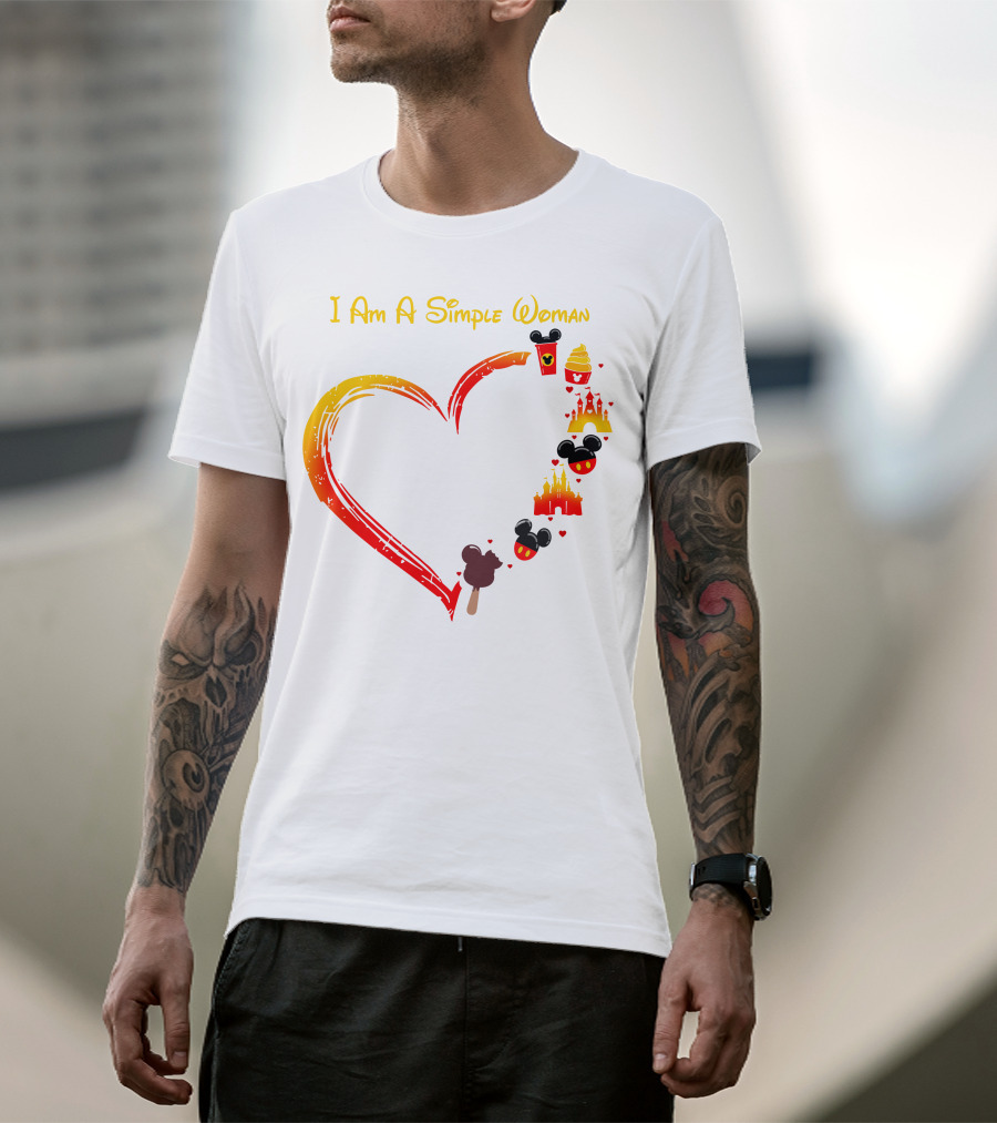 I Am A Simple Woman Heart Mickey Mouse Ice Cream Castle Icons T-Shirt