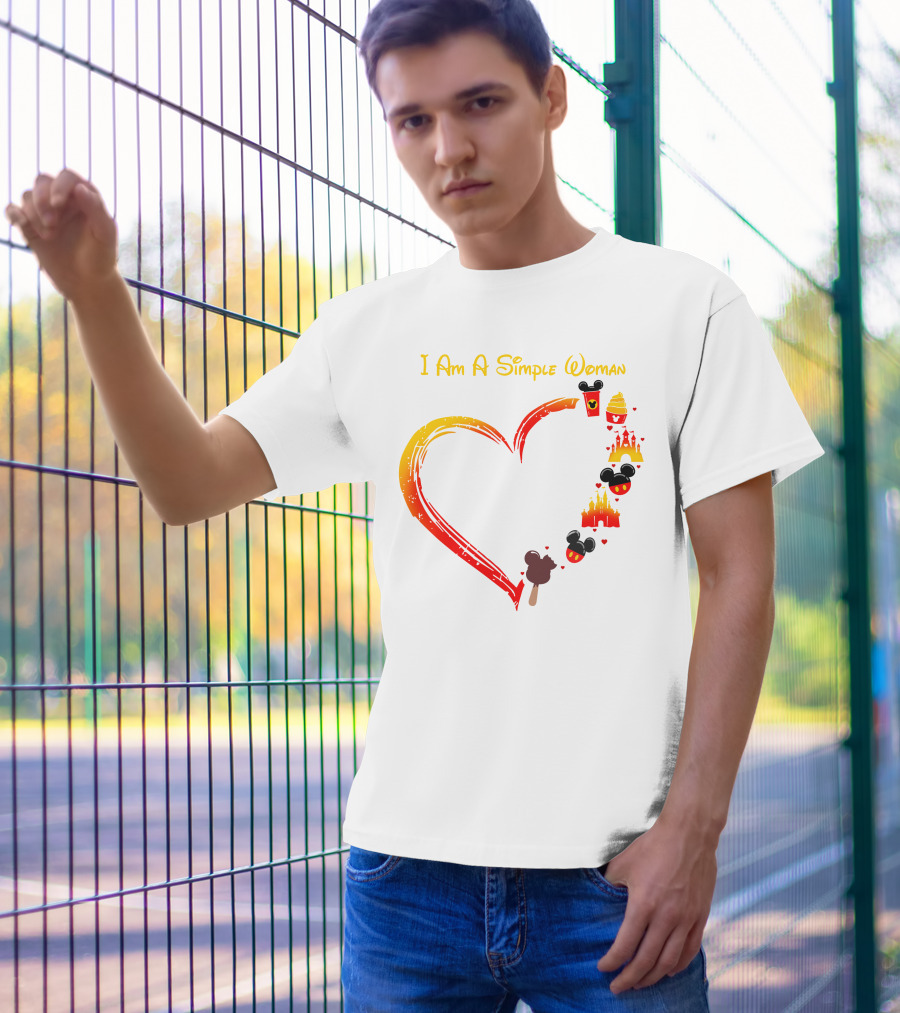 I Am A Simple Woman Heart Mickey Mouse Ice Cream Castle Icons T-Shirt