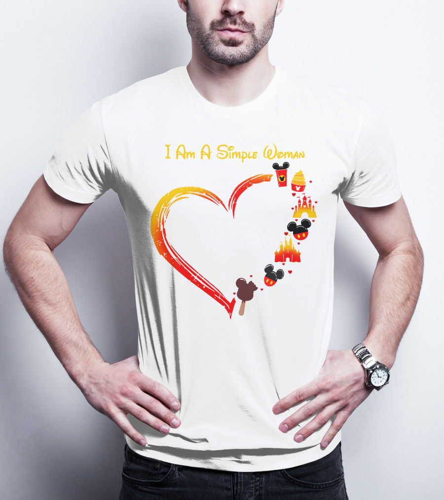 I Am A Simple Woman Heart Mickey Mouse Ice Cream Castle Icons T-Shirt